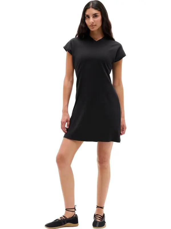 Athleta Wishful Cotton Dress Ribbed, Mini Length - Black