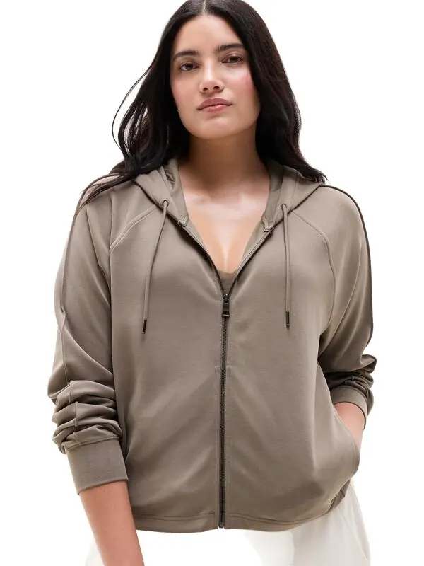 Athleta Seasoft Full Zip Hoodie - Umber