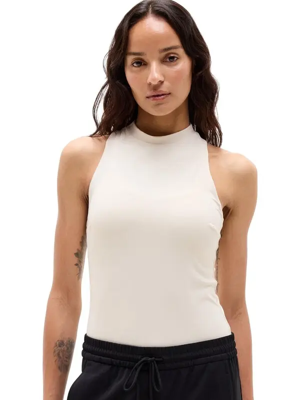 Athleta Bodymove Mock Neck Tank - Bone