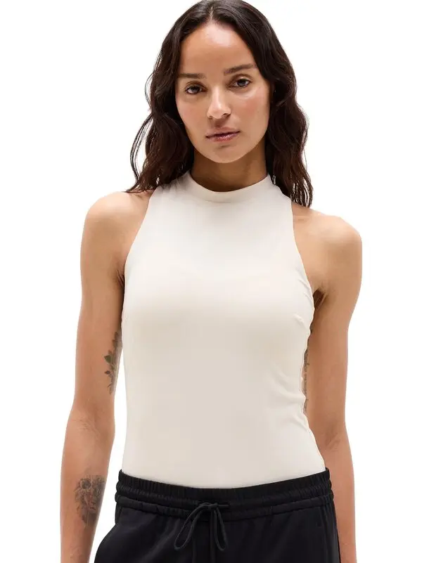 Athleta Bodymove Mock Neck Tank - Bone