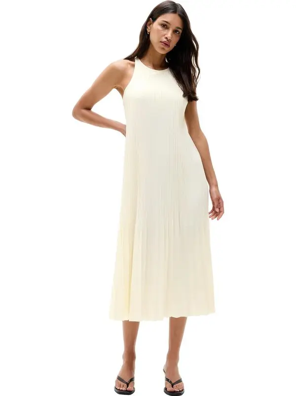 Athleta Featherweight Plissé Midi Dress - Pearl