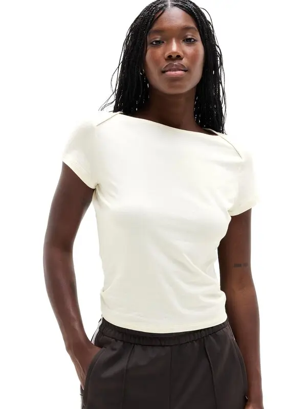 Athleta Foundation Cap Sleeve Tee - Pearl