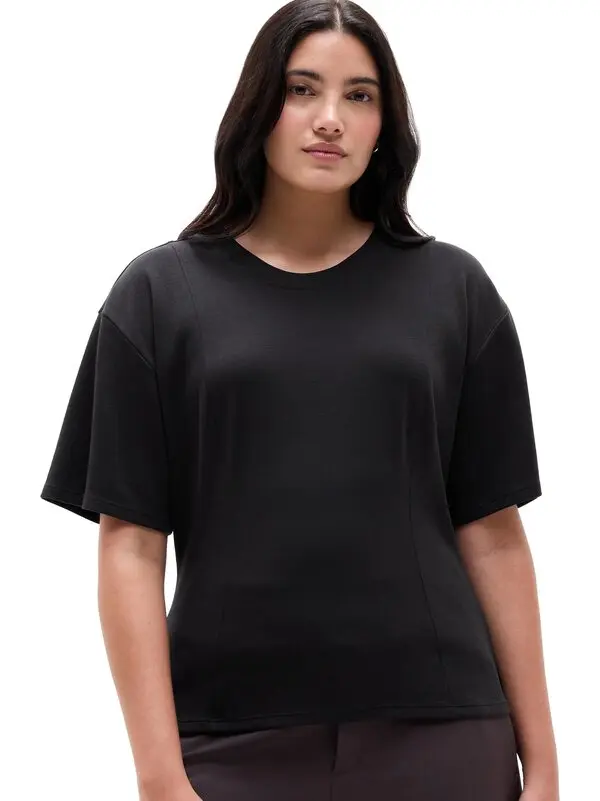 Athleta Wishful" Heavyweight Cotton Crew Neck T-shirt - Black