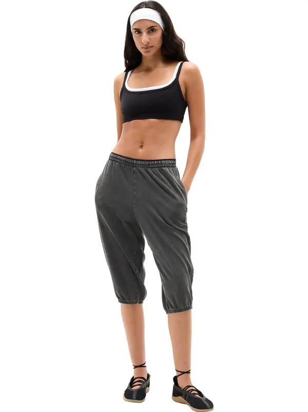 Athleta Airy Cotton Terry Capris - Ash