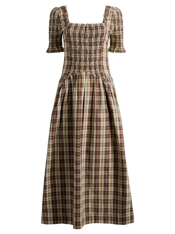 DAMSON MADDER Emmy Shirred Midi Dress - Cocoa