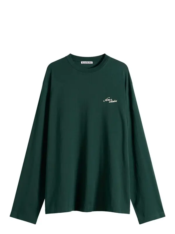 Acne Studios Edden Venice Logo Long Sleeve T-shirt - Dark Green