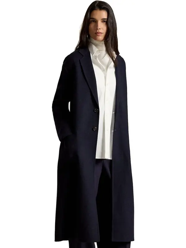 Ralph Lauren Double-faced Long Wool Coat - Navy