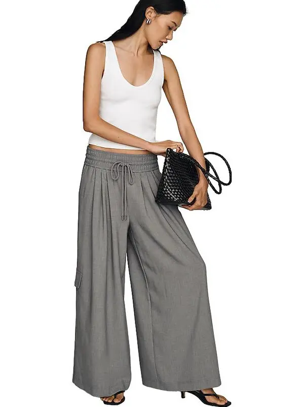 Maeve High Rise Wide Leg Weekender Trousers - Heather Grey