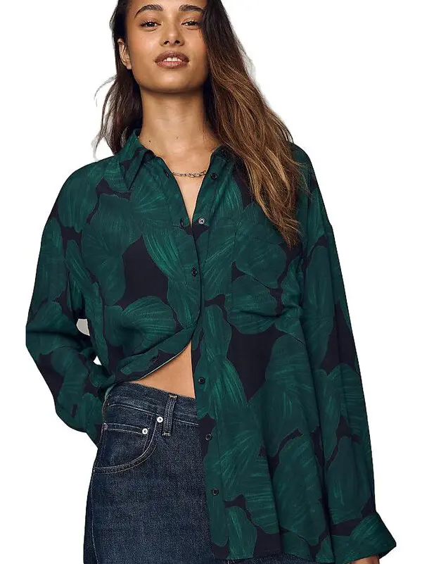 Essentiel Antwerp Kafka Floral Print Oversized Button-down Shirt - Blue