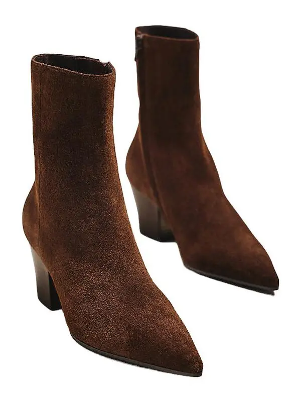 Jeffrey Campbell Joshua Tree Pointed Toe Booties - Coffee Suede