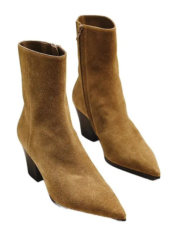 Jeffrey Campbell Joshua Tree Pointed Toe Booties - Khaki Suede