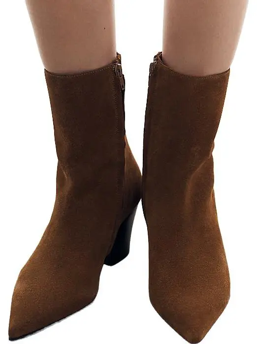 Jeffrey Campbell Joshua Tree Pointed Toe Booties - Tan Suede