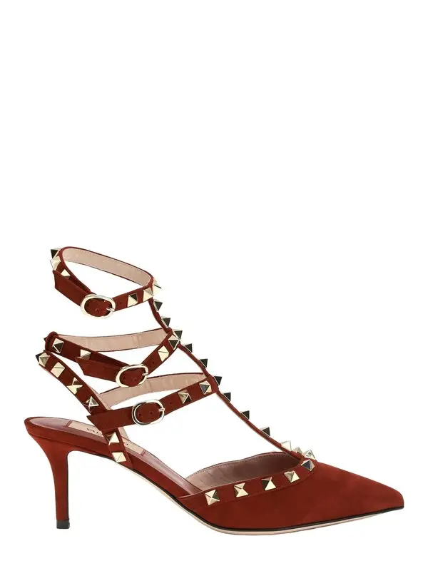 Valentino Garavani Rockstud Suede Pumps - Red