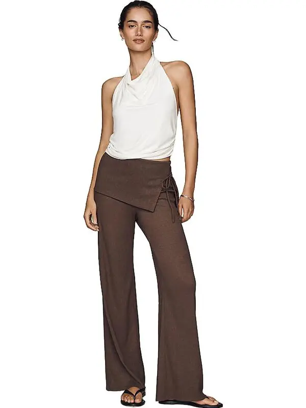 Astr The Label Kyara High-rise Wide-leg Overlay Pants - Truffle