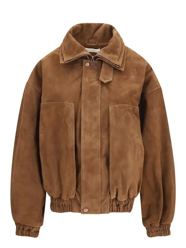 Magda Butrym Suede Bomber Jacket - Brown