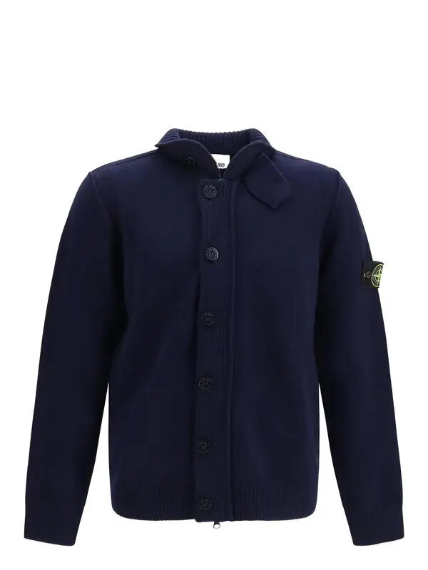 Stone Island Crewneck Sweater With Logo Patch - Blue