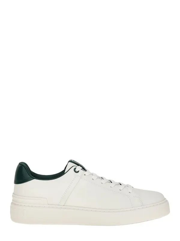 Balmain B-court Calfskin Lace-up Sneakers - White