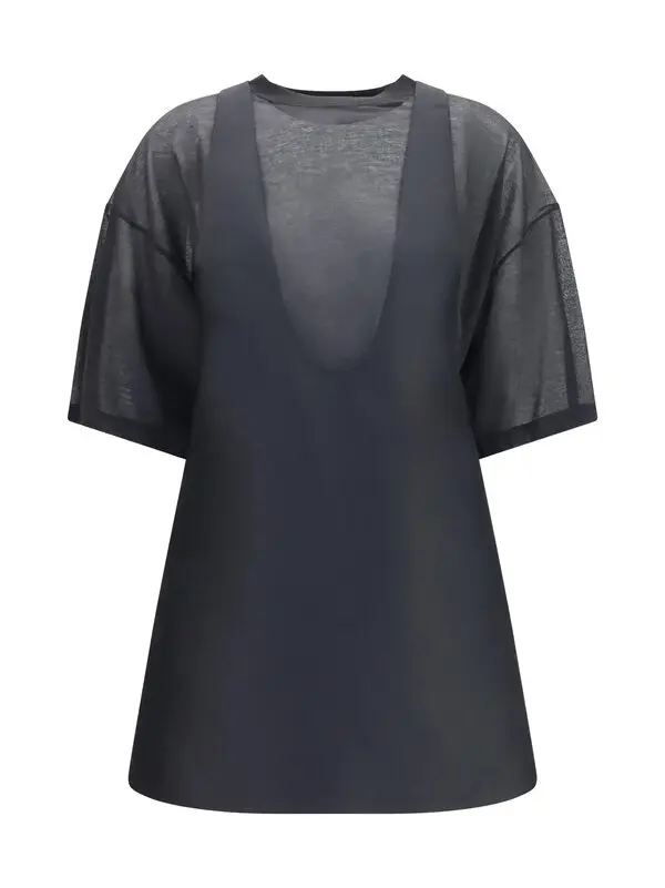 Balenciaga Hybrid Dress With Sheer T-shirt - Black