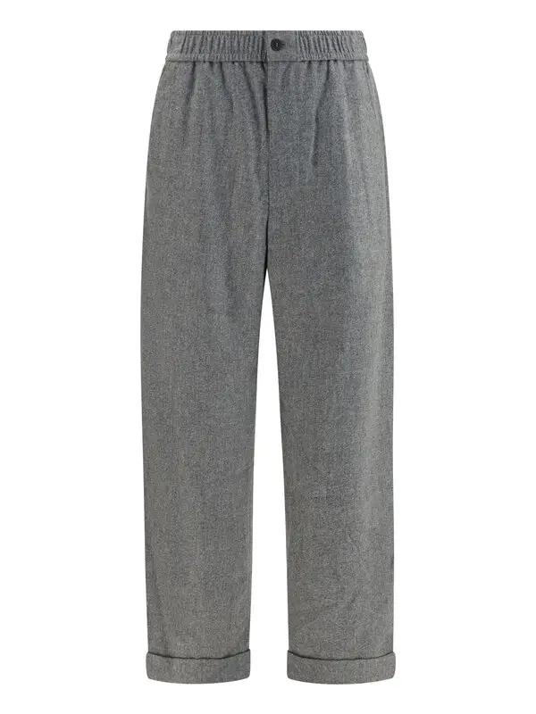 Giorgio Armani Oversized Pants In Wool And Cashmere With Denim Effect - Gray