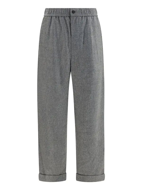 Giorgio Armani Wool & Cashmere Denim Effect Oversized Pants - Gray