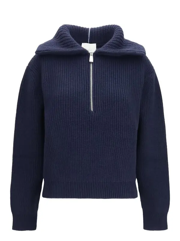 Malo High-neck Zip Sweater - Blue