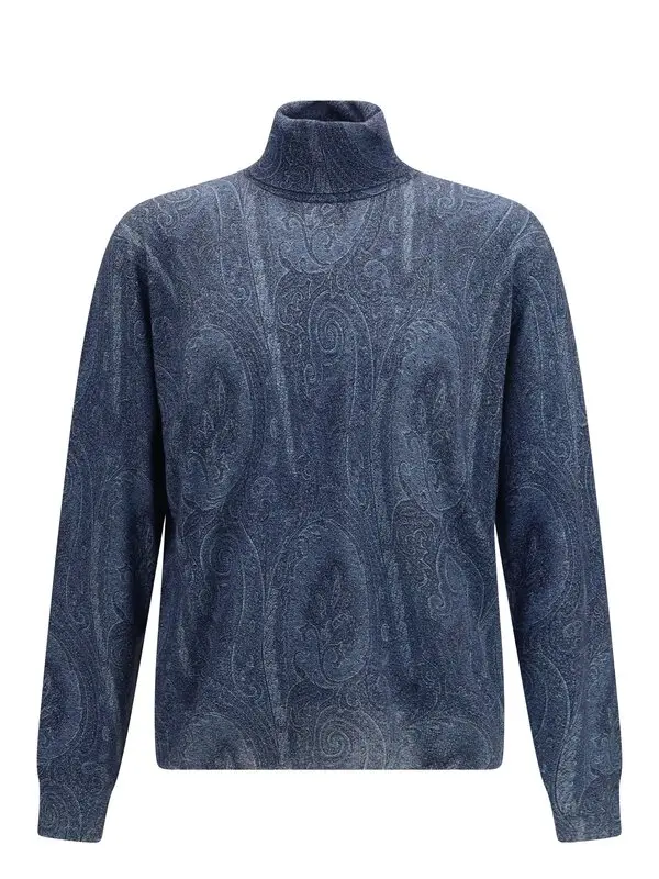 Etro Printed Turtleneck Sweater - Blue