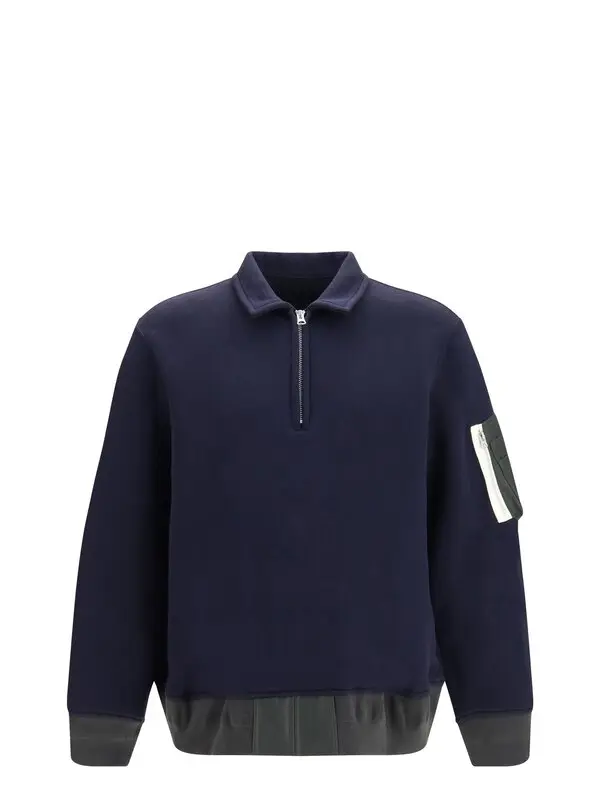 Sacai Terry Cloth Zip Polo - Blue