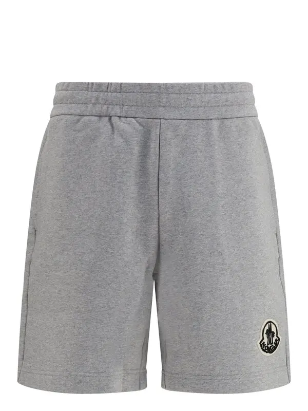 Moncler Cotton Tracksuit Shorts With Logo Patch - Gray