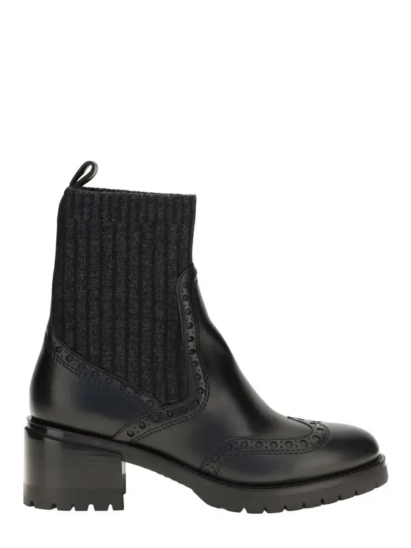 Santoni Ferret Leather Boots - Black
