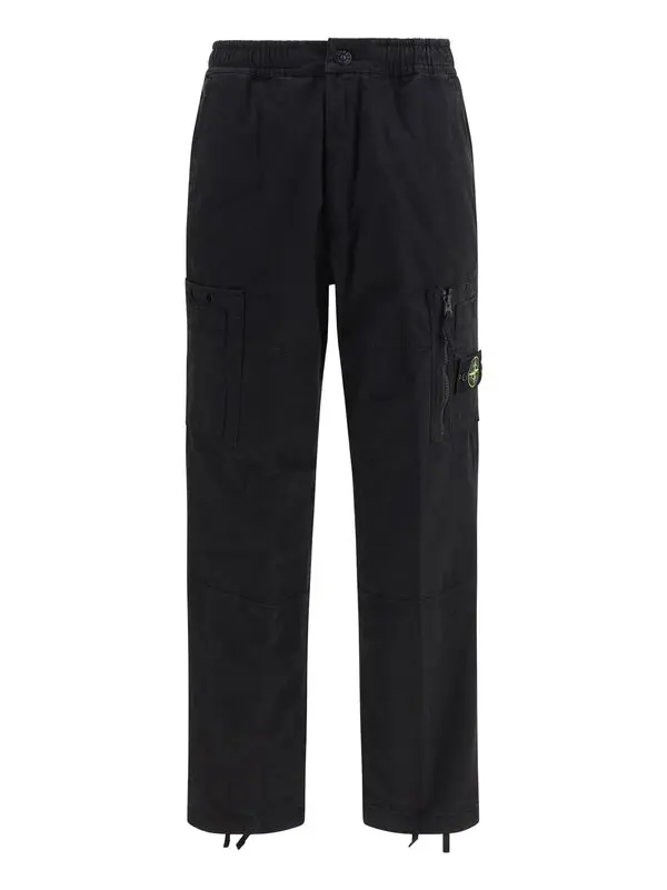 Stone Island Garment-dyed Cotton Cargo Pants - Black