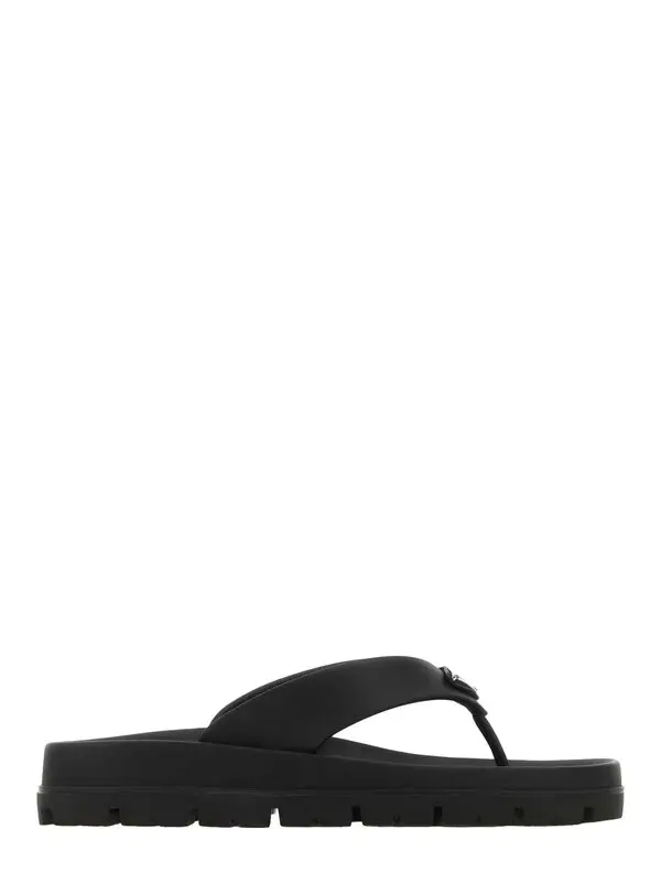 Prada Rubber Thong Slippers - Black