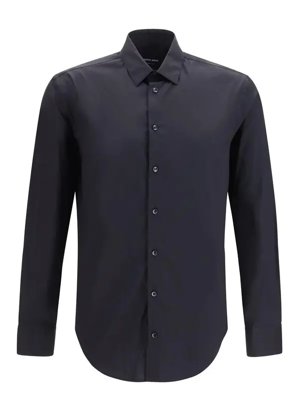 Giorgio Armani Shirt Slim Fit In Stretch Cotton Poplin - Black
