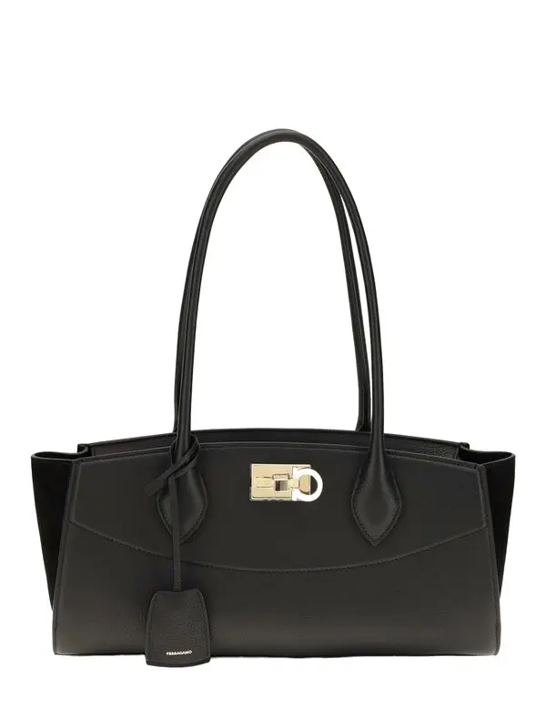 FERRAGAMO Studio Soft East West Shoulder Bag - Black