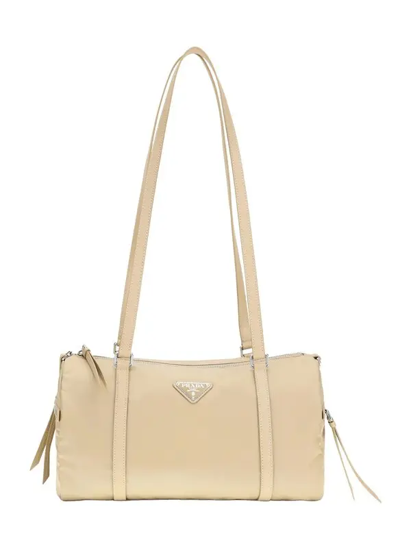 Prada Large Re-nylon And Saffiano Shoulder Bag - Cream