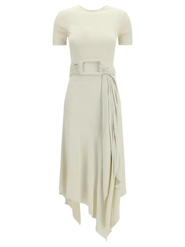 Alaïa Belted Midi Dress In Jersey - Multicolor