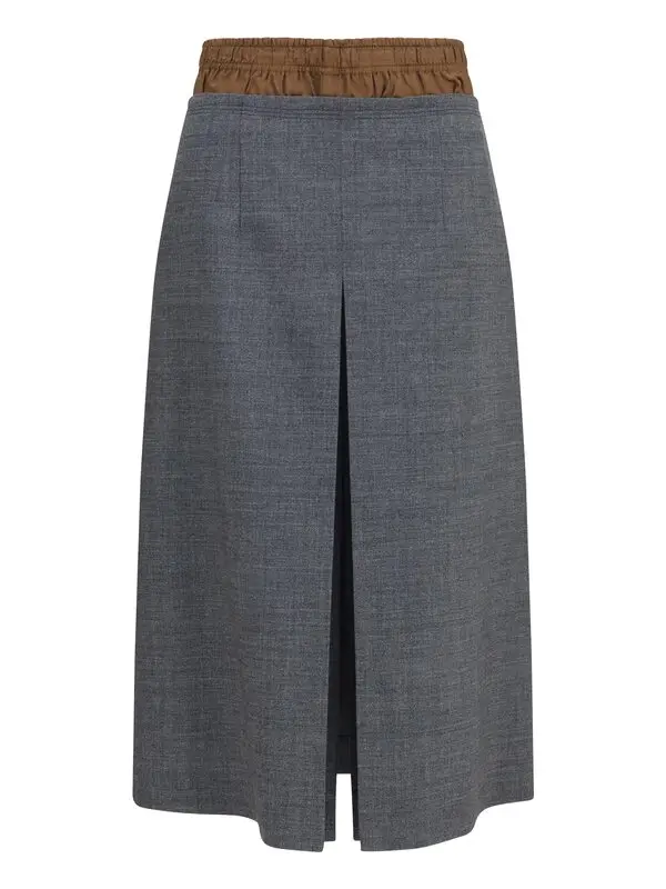 Prada Midi Skirt With Topstitching - Gray