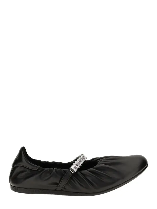 JIMMY CHOO Jade Ballerinas With Crystal Embellished Strap - Black