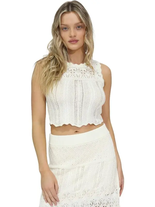 BELLE & BLOOM Crochet Crop Top - White