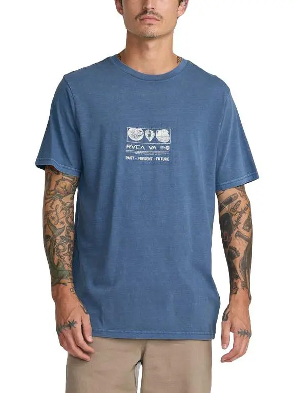 Rvca Crustaceous Cotton Graphic T-shirt - Dark Denim