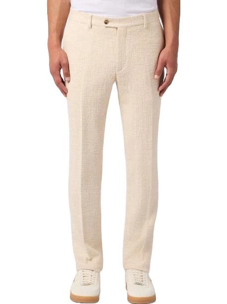 Philipp Plein Tailored Linen Bouclé Trousers - Offwhite