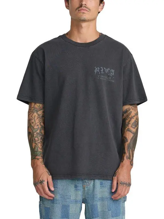 Rvca Big Press Cotton Graphic T-shirt - Black