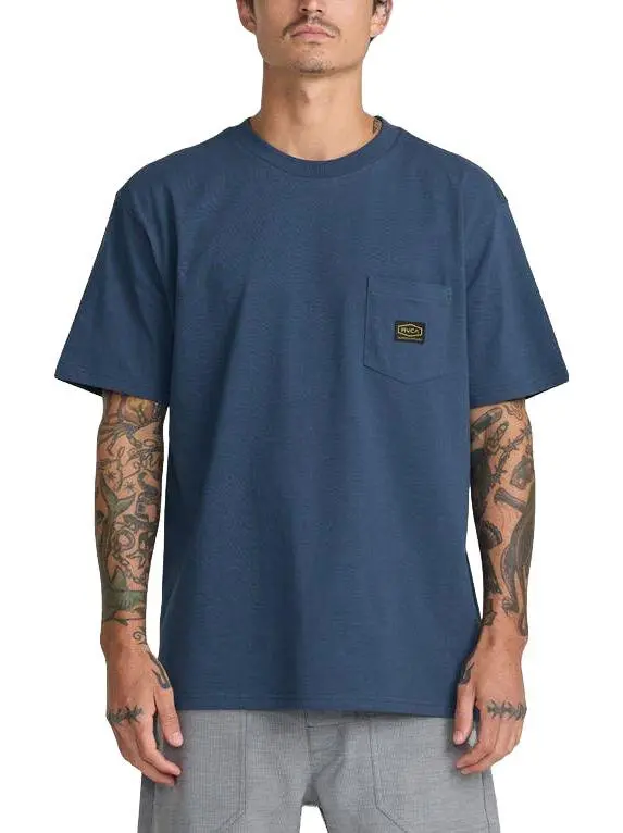 Rvca Americana Pocket Label Cotton T-shirt - Dark Denim