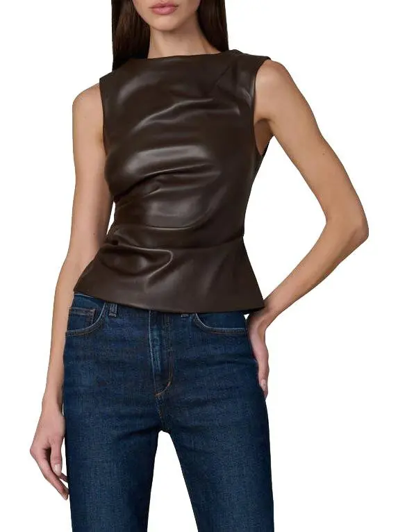 Joe's Jeans The Meg Faux Leather Sleeveless Top - Dark Chocolate
