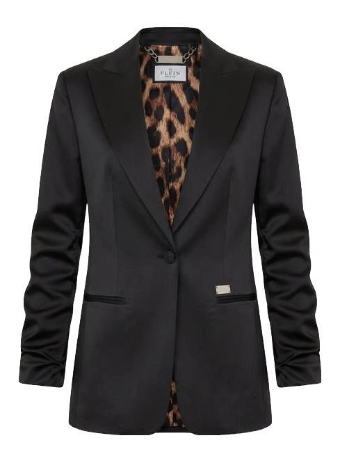 Philipp Plein Blazer With Peak Lapel And Metal Trim - Black