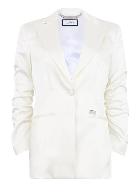 Philipp Plein Blazer With Peak Lapel And Metal Trim - Offwhite