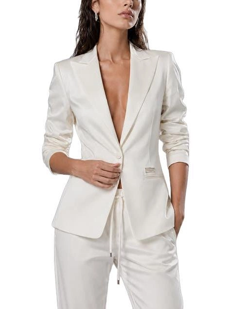 Philipp Plein Blazer With Peak Lapel And Metal Trim - Offwhite