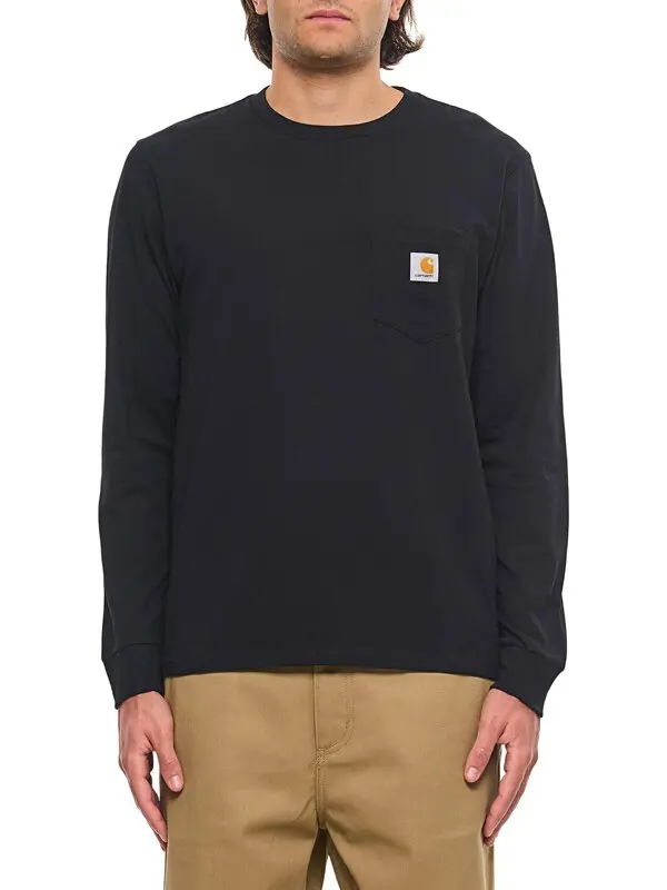 Carhartt Work In Progress L/s Pocket T-shirt Cotton Single Jersey - Black