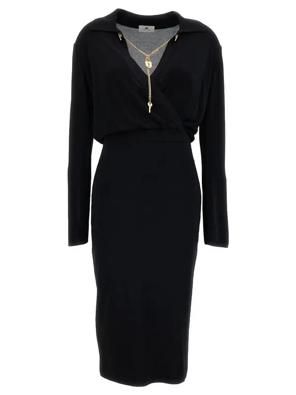 Elisabetta Franchi Knit Midi Dress - Nero