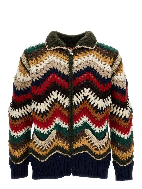 Sacai Mixed Crochet Zip-up Cardigan - Multicolore