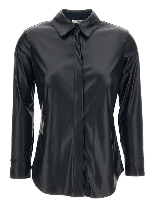 Elisabetta Franchi Faux Leather Long-sleeve Shirt - Black